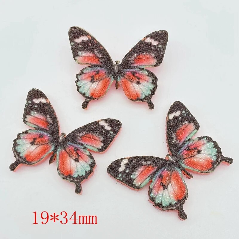 Блестящие синие фетровые бабочки аппликации G78 Бирюзовый, D