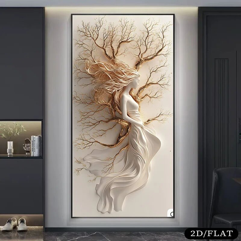 Большая абстрактная картина "Дерево жизни" на холсте 30x60cm Unframe