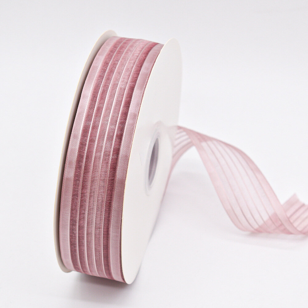 Один рулон полосатой газовой ленты, кружевная лента, аксессуары для волос, материалы для DIY, аксессуары для одежды, поставка лент