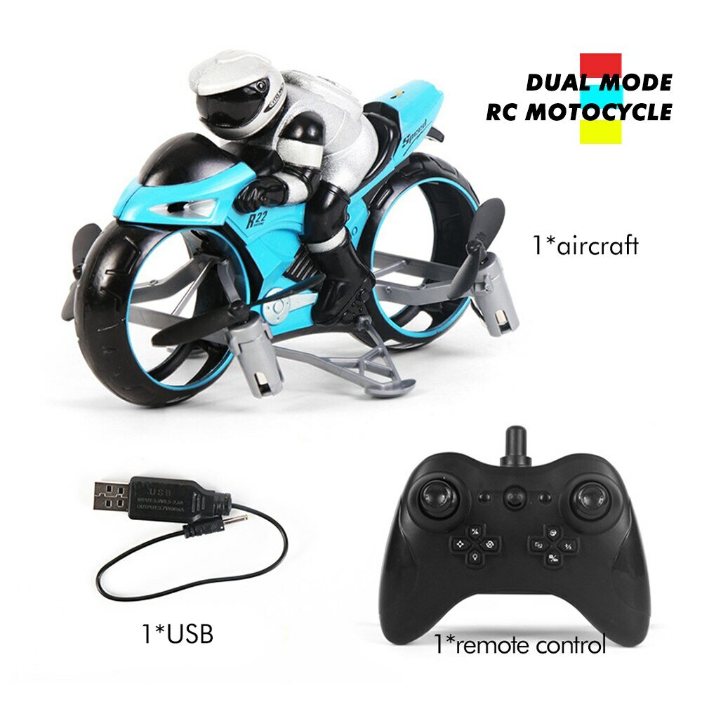 RC Мотоцикл Игрушки Автомобиль Детские Игрушки 2 в 1 Мини Электрический Мотоцикл 2.4 ГГц Гонки Мотоцикл Мальчик Полет Дрон Игрушки Дети RC Мотоцикл (()