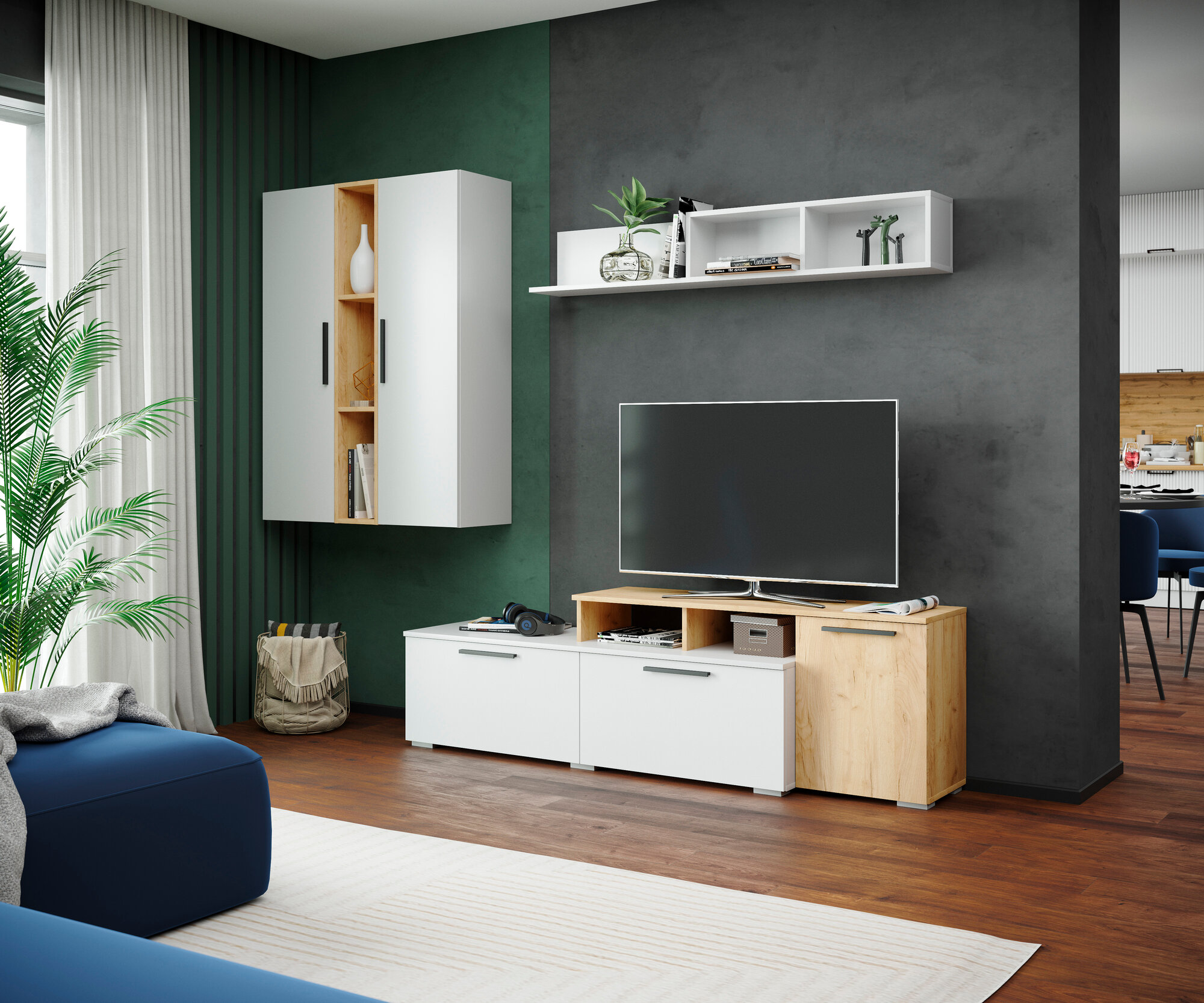 Модульная гостиная Альберо от Тэкс белый/дуб крафт золотой