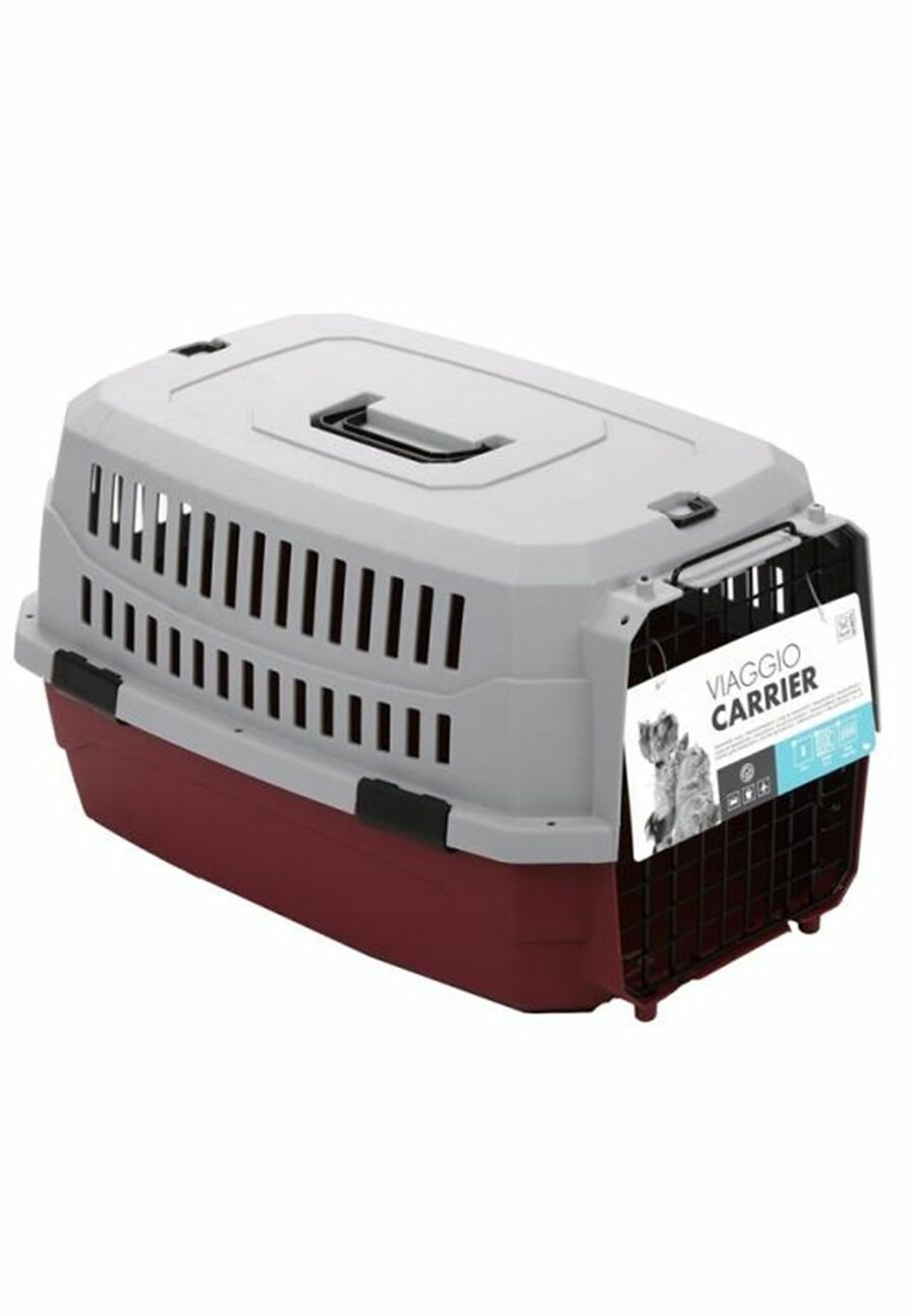 M-PETS Контейнер-переноска S бордовый с серым 58,4x38,7x33см (<11кг)