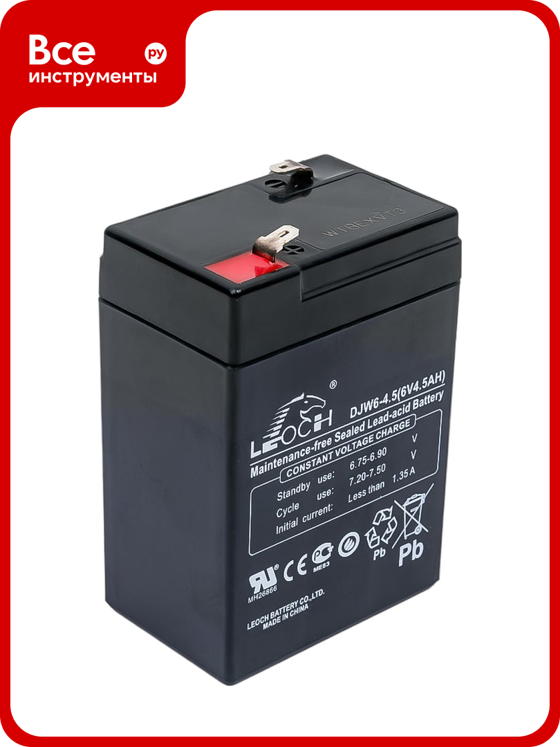 Аккумулятор для ИБП Leoch DJW6-4.5 6В, 4.5 Ач УТ-00001259