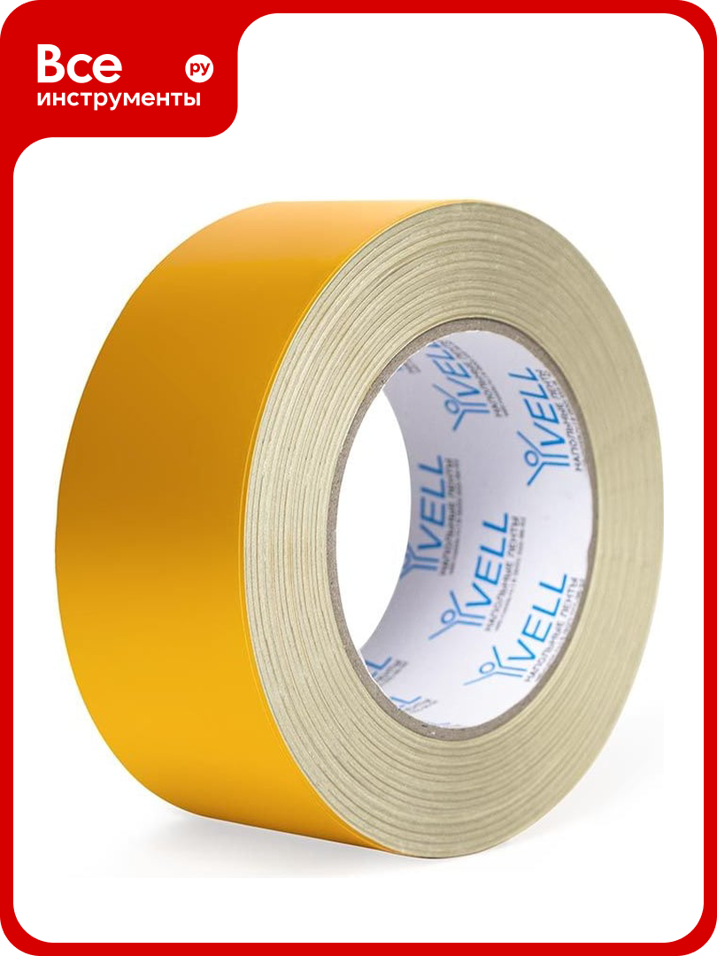 Светоотражающая лента Vell желтая, высокая видимость, прочный материал, подходит для дорожных и складских разметок