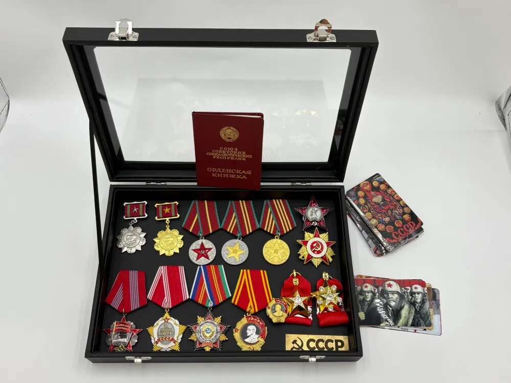 Набор медалей CCCP, сертификат в подарочной коробке, комплект наград