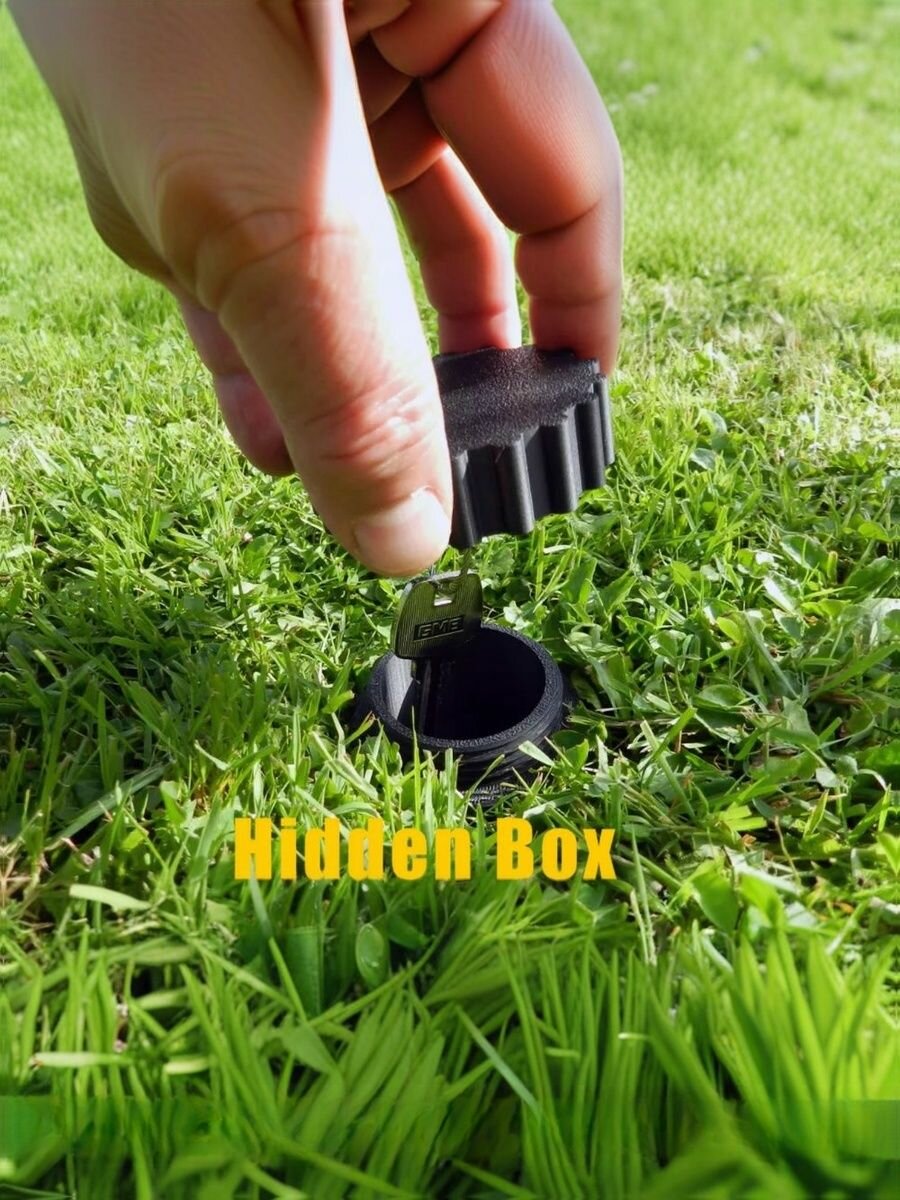 Скрытый тайник для ключей "Hidden Box" садовый колышек-тайник в грунт, незаметный бокс под газоном / в клумбе, 3D-печатный, чёрный