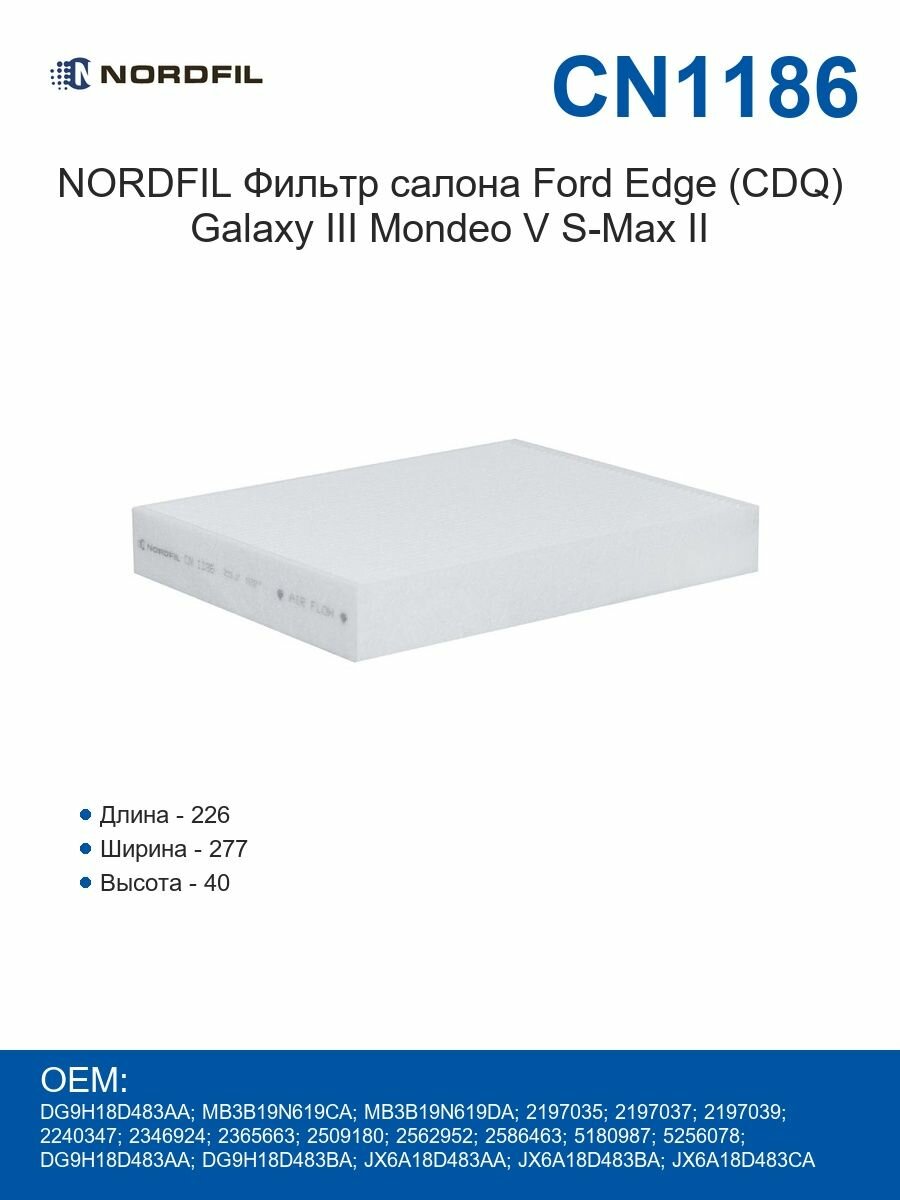 NORDFIL Фильтр салона Ford Edge (CDQ) Galaxy III Mondeo V S-Max II
