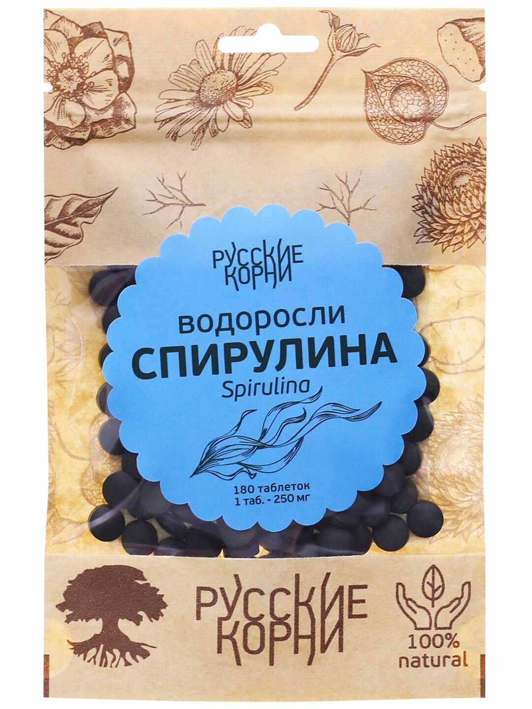 Русские Корни / Водоросль Спирулина в таблетках 180 таб.