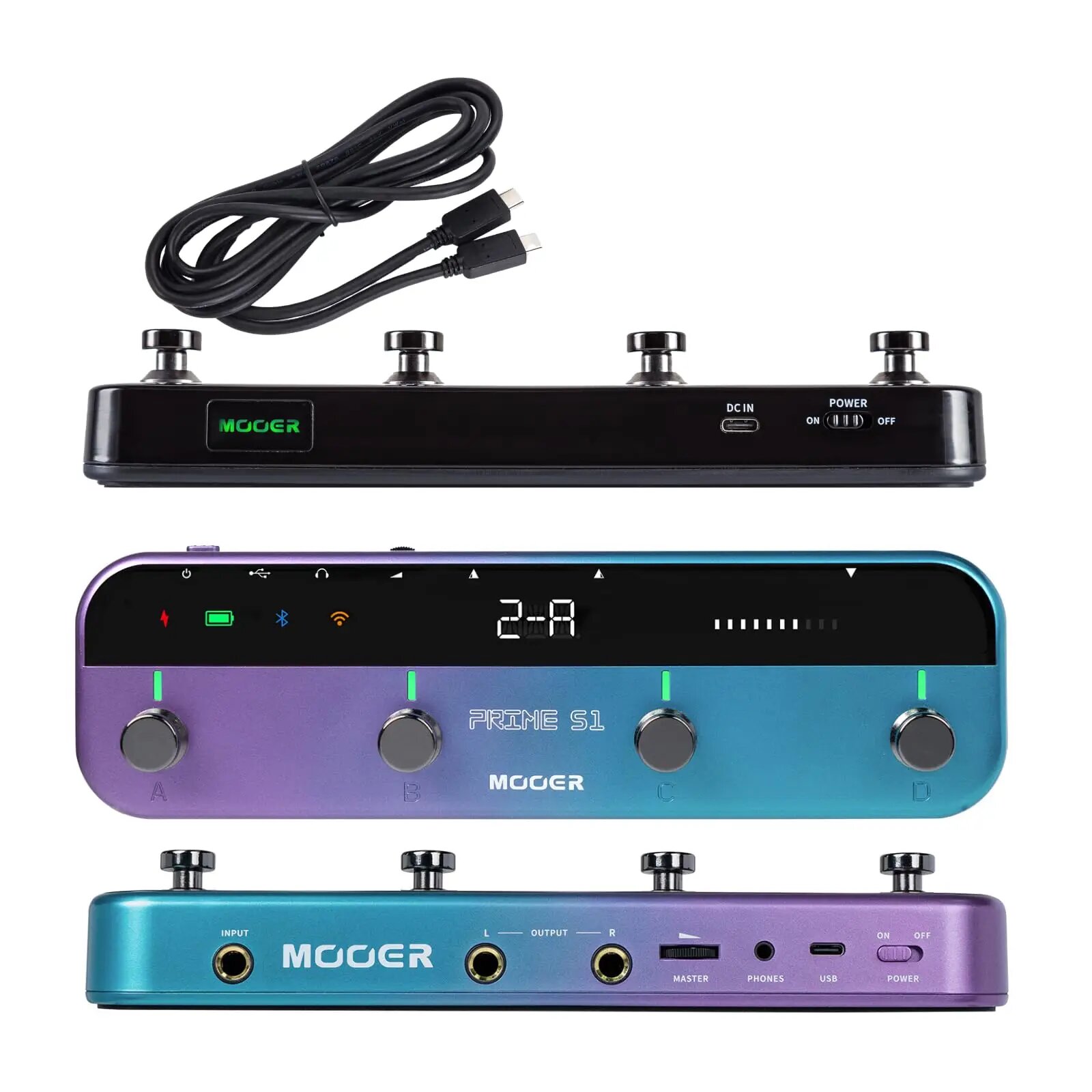 Гитарный Процессор Эффектов MOOER Prime S1: 128 Эффектов, Встроенный Драм-микшер, Тюнер, 24 Часа Автономной Работы