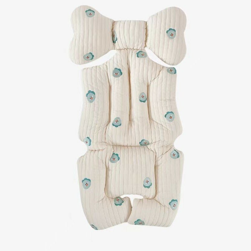 Корейская новая коляска для детей 2025 года с вышитым подушком, утолщенная хлопковая подушка для осени и зимы