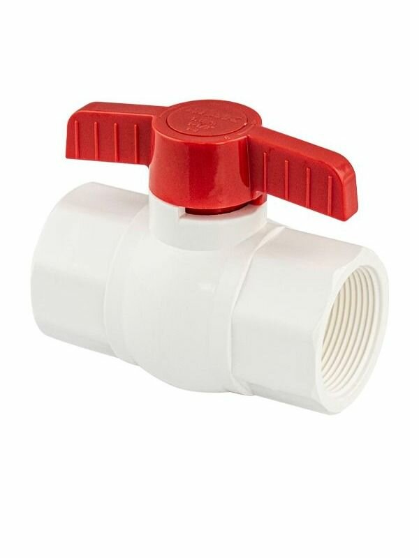 Кран шаровый 1 1/2" г/г, ручка-бабочка, из АБС пластика, в пакете, цвет белый.