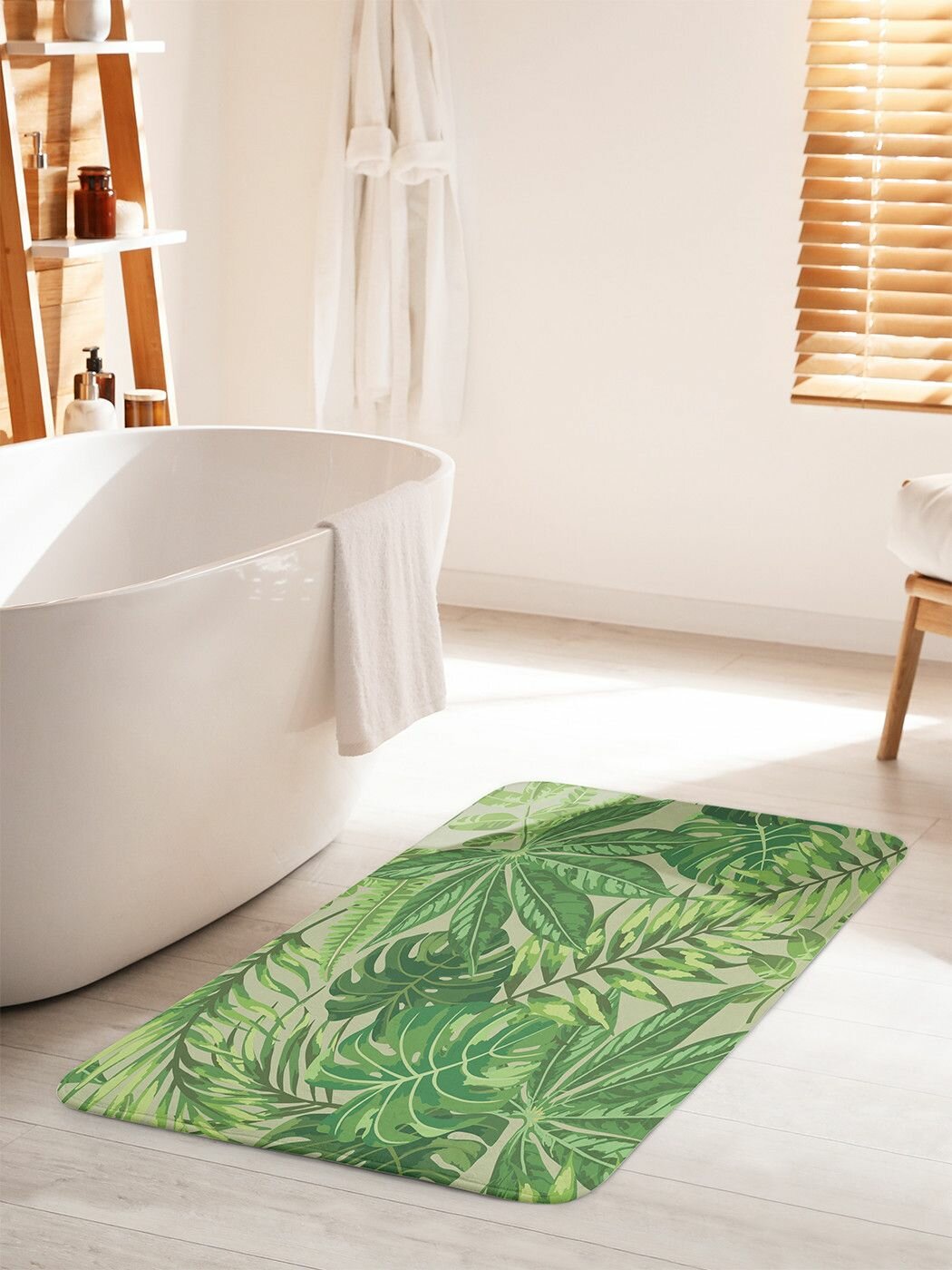 Коврик для ванной комнаты и туалета противоскользящий "Зелень" 60х100 см, JoyArty