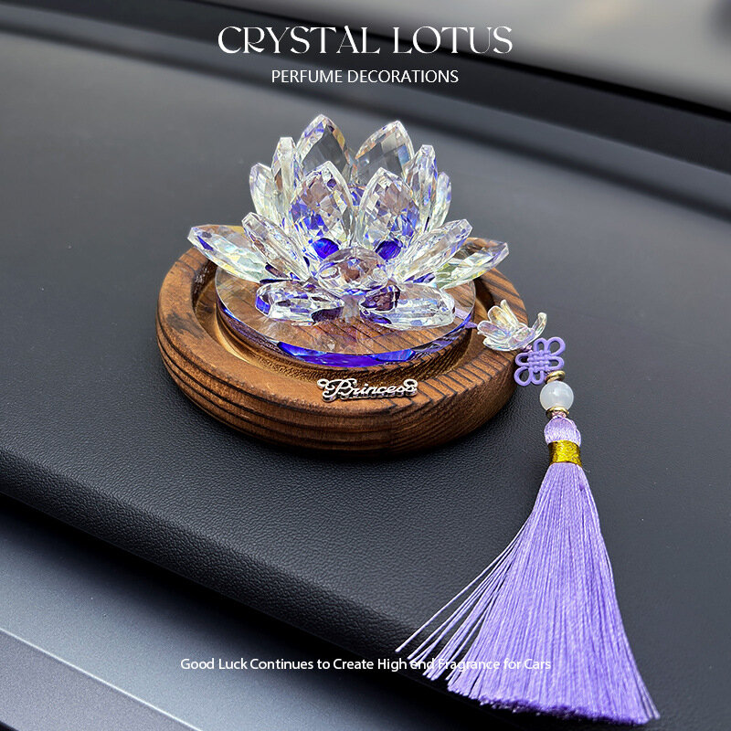 Украшение для автомобиля "Кристальный лотос" в китайском стиле, деревянный аксессуар для центральной консоли автомобиля, подходит для мужчин и женщин.
