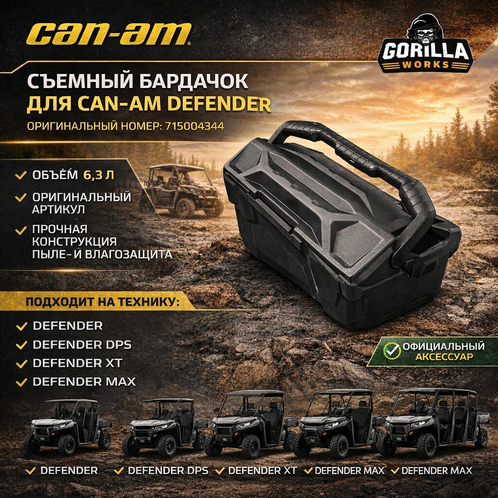 Бардачок съемный для квадроцикла Gorilla Works для CanAm Defender 715004344 6,3л.