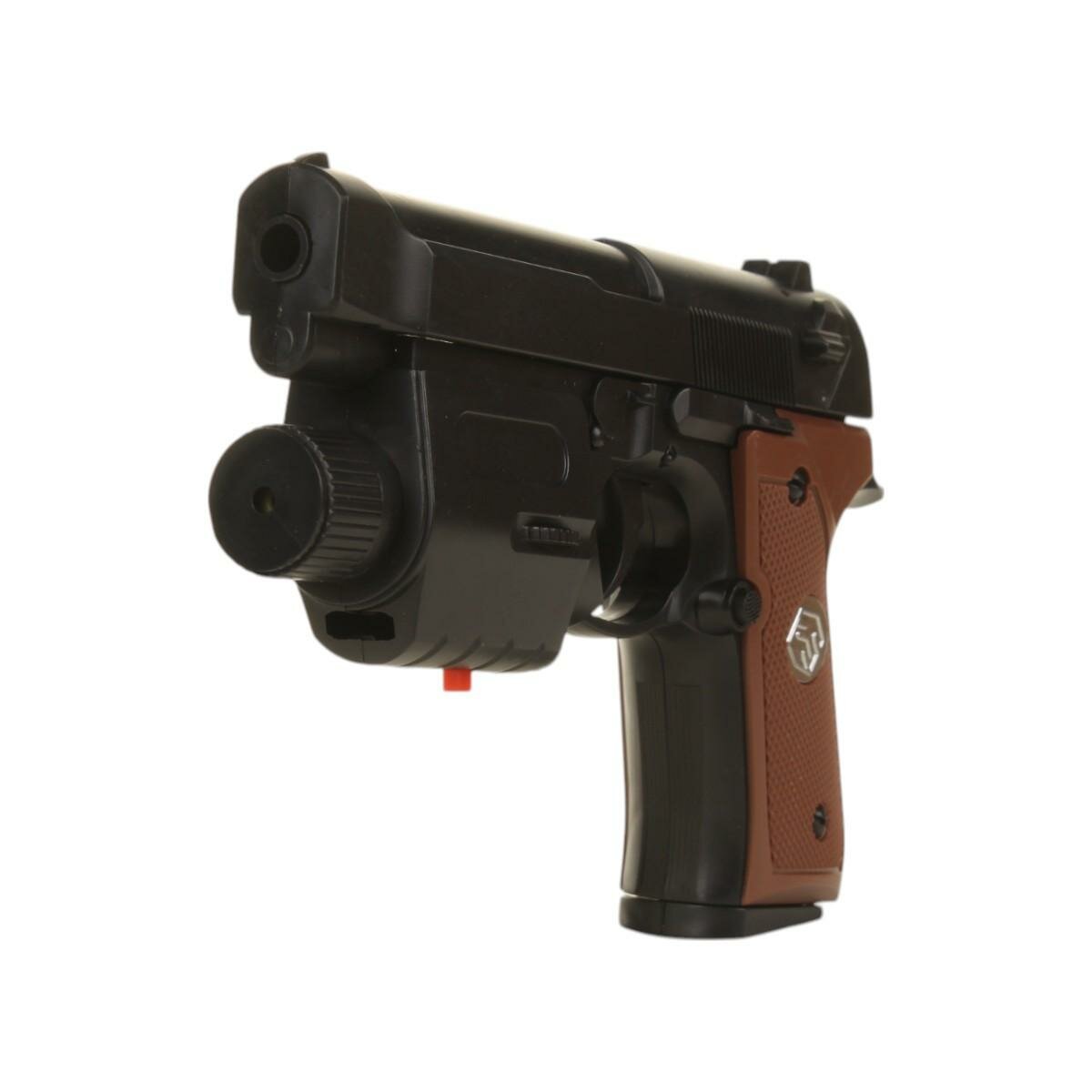 Пистолет игрушечный с лазерным прицелом, черно-коричневый, безопасный пластик и металл, для детей от 3 лет