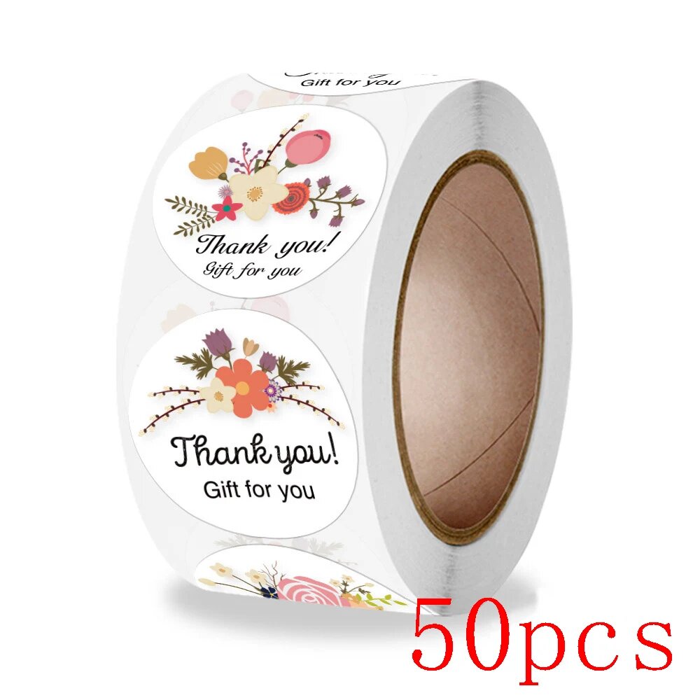 Круглые наклейки "Thank You" 1 дюйм 50-500 шт QY936-50pcs