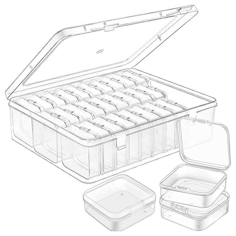 Прозрачные маленькие коробки для хранения бисера и украшений, органайзер для маникюра и аксессуаров