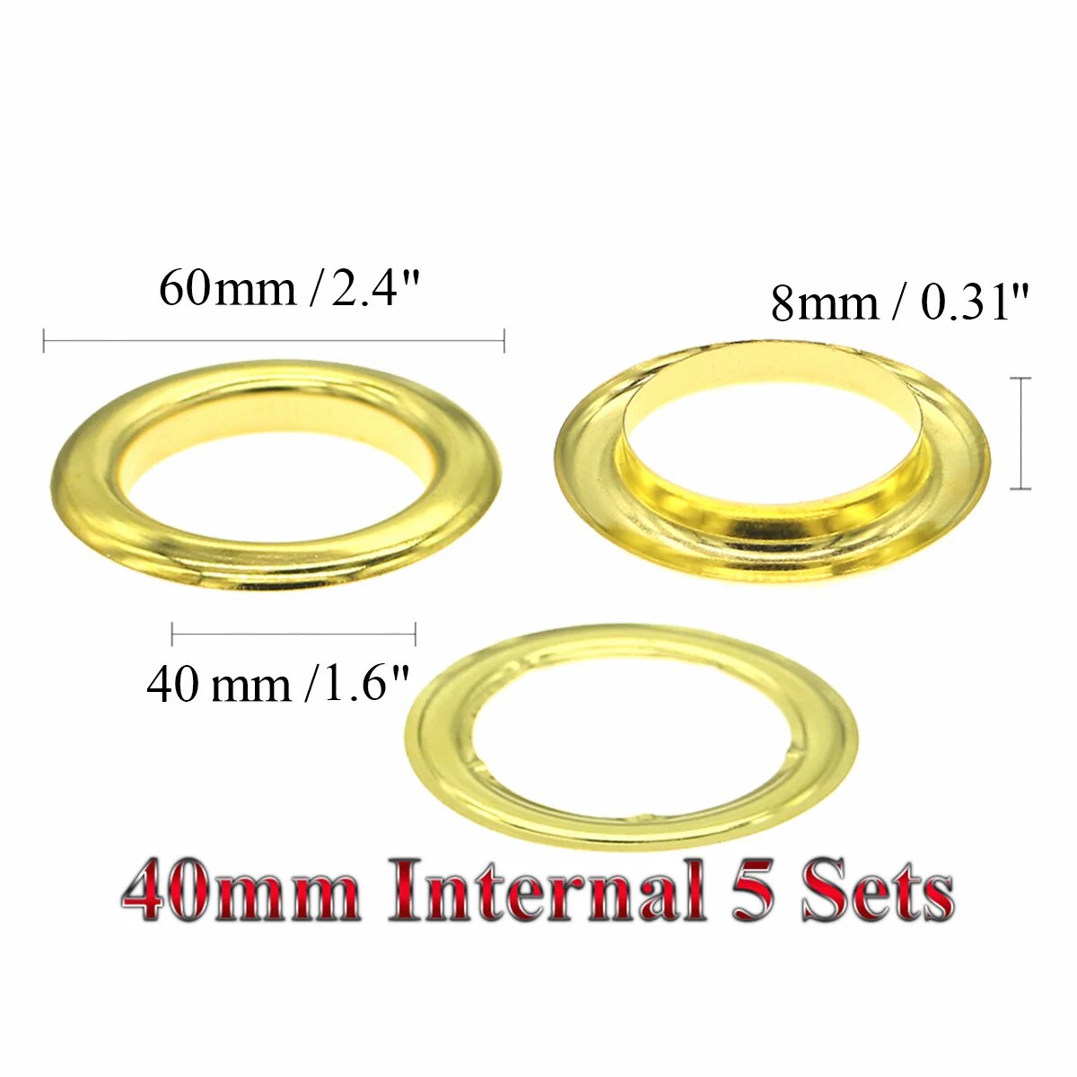 Металлические люверсы из меди 25/30/40 мм 40mm Gold 5 sets