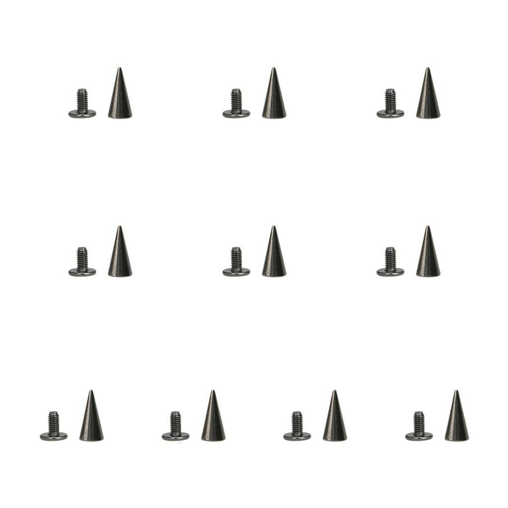 Спайки для обуви (10 шт.), пистолет черный - 5-заостренный конус 6x12