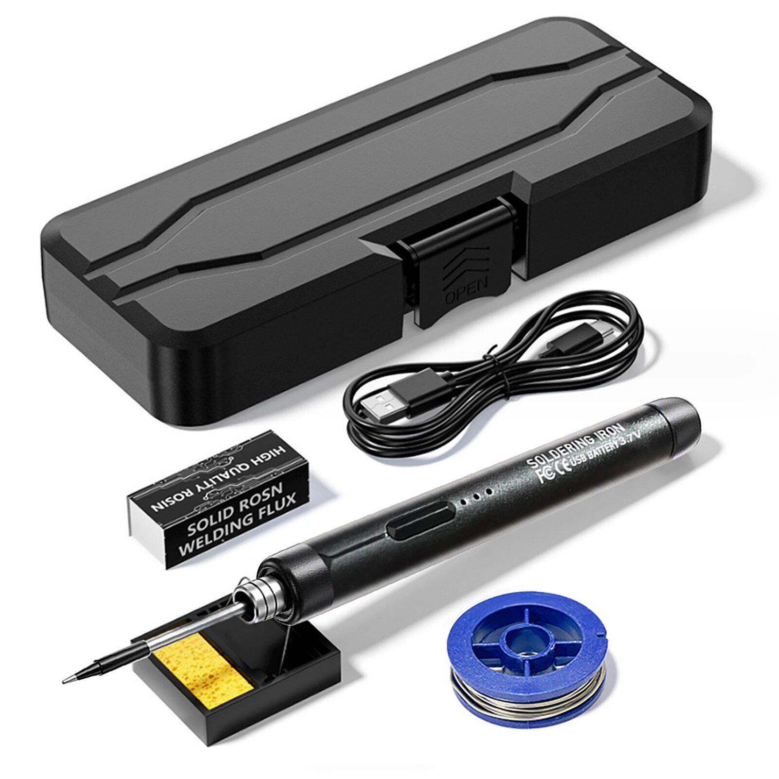 Портативный интеллектуальный электрический паяльник с USB-подключением и многофункциональной функцией регулировки температуры 300-400℃ для ремонта и технического обслуживания.