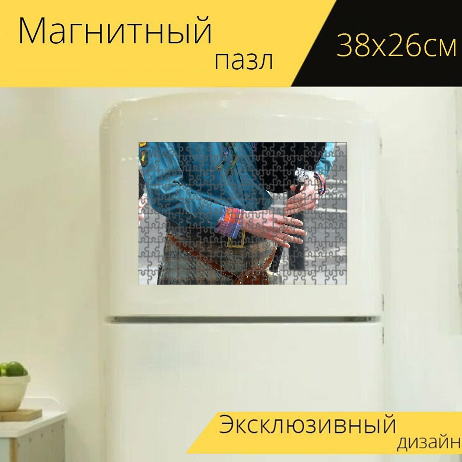 Магнитный пазл "Волынка, переборки, музыкальный инструмент" для интерьера, 38х26 см.