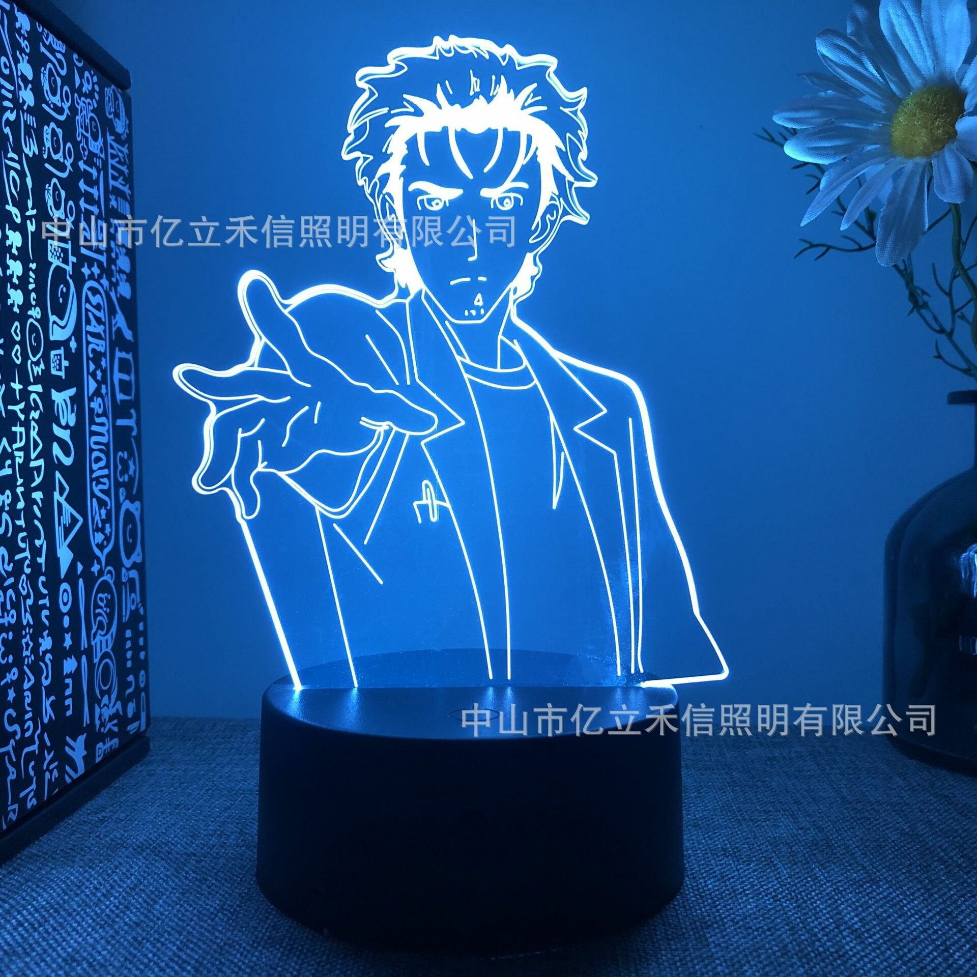 3D USB черный ночник с сенсорным управлением и цветными лампами - дизайн Steins; Gate для прикроватной лампы