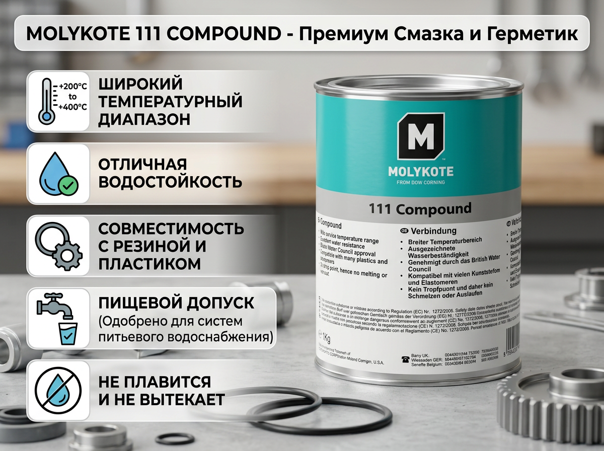Силиконовый компаунд Molykote 111, 1 кг – Смазка и герметик для клапанов и уплотнений