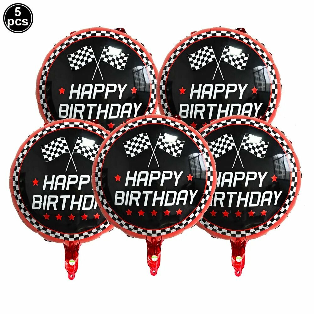 Набор шаров "Happy Birthday" с флажками, 5 шт, черный, кремовый