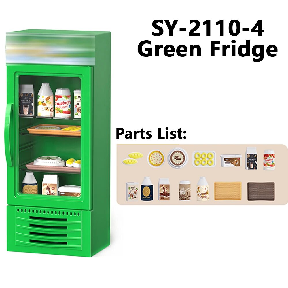 Мини-холодильник для кукольного домика MSFTOYS 1/12 Зеленый, SY-2110-4