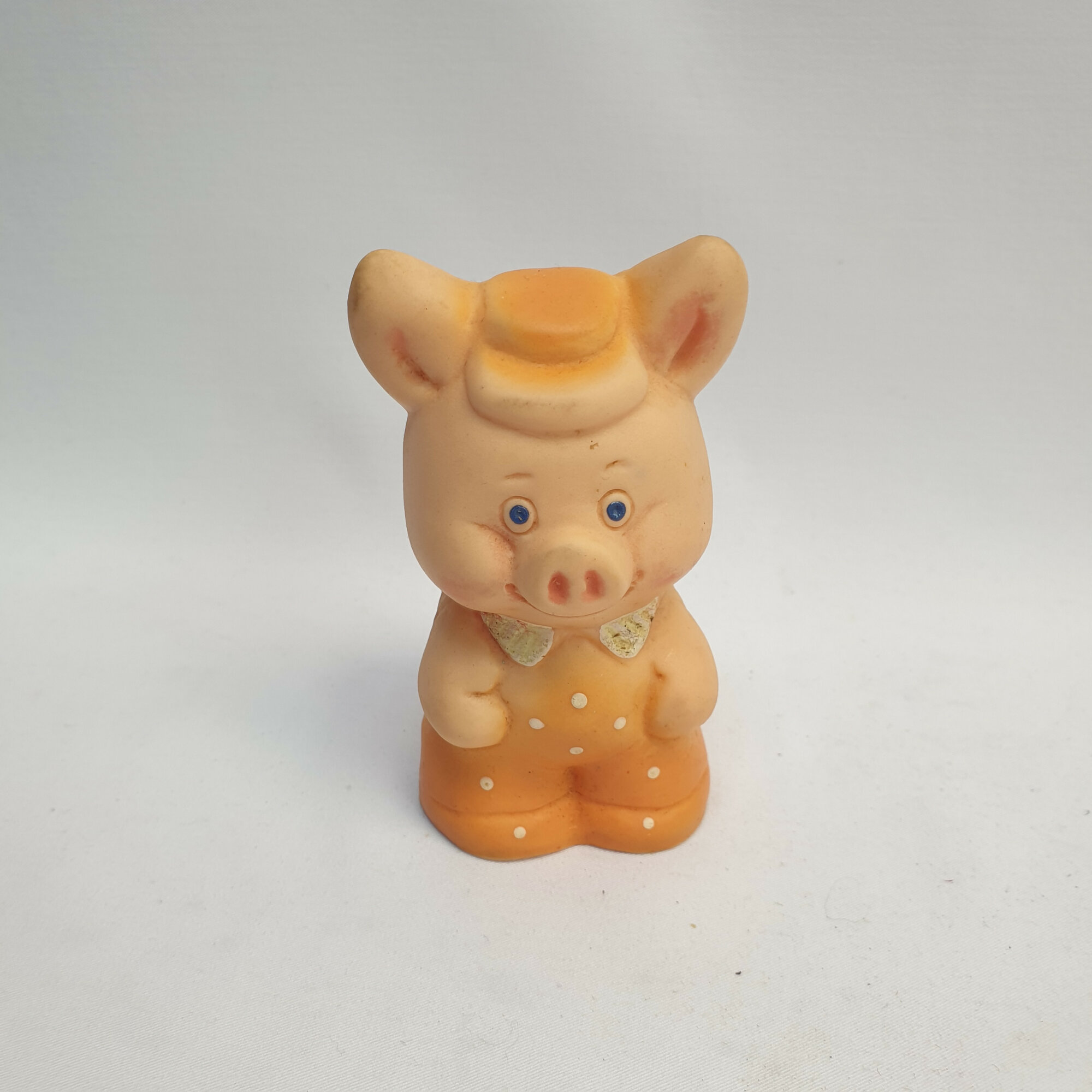 Винтажная игрушка СССР. Резиновый поросенок в шляпе, коллекционная детская фигурка советская