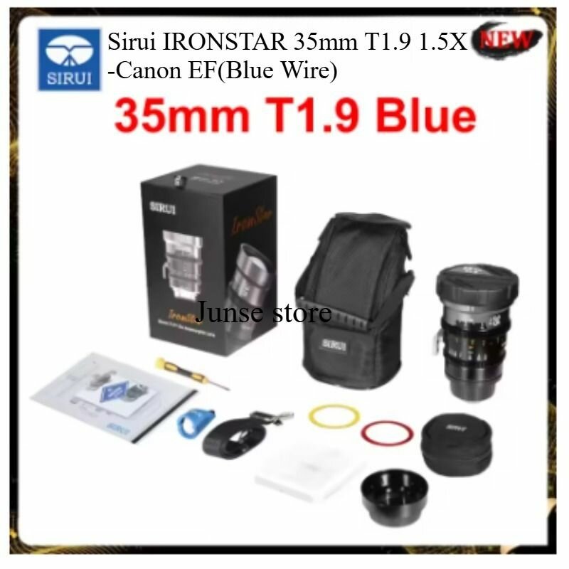 Объектив камеры SIRUI IRONSTAR lens 35mm T1.9 1.5X for Canon EF(Blue Wire/Синий свет), Анаморфотный полнокадровый широкоугольный кинообъектив , Кинематографическая атмосфера
