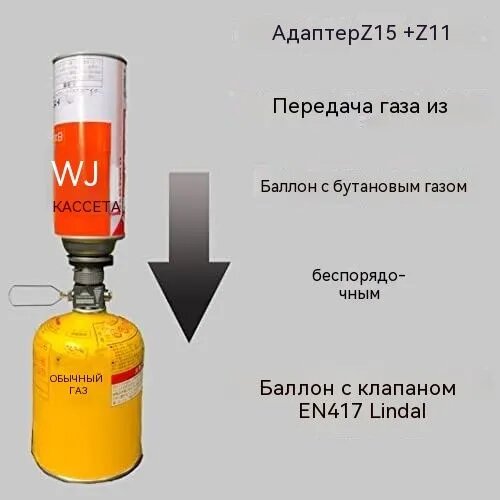 Принадлежность для горелки Адаптер для бутана Z11 + Адаптер для заправки Z15 серебристый