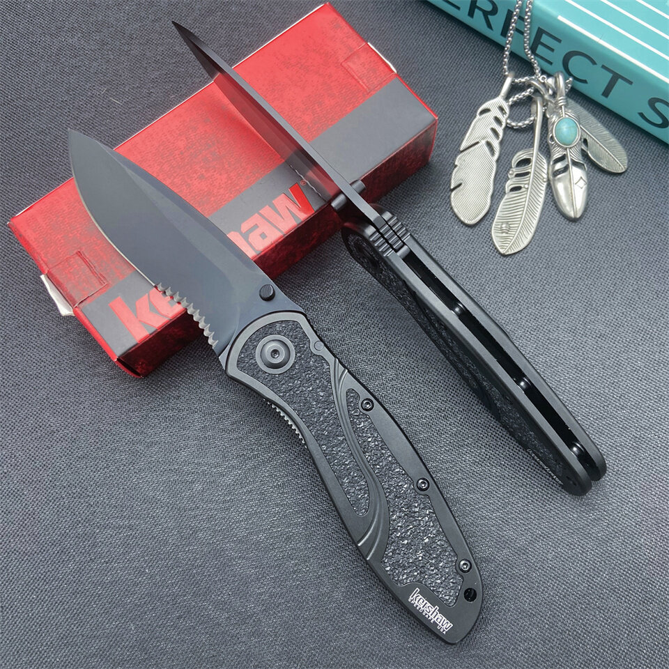 Складной нож Kershaw 1670BLK Ken Onion Blur с ассистентом складывания, лезвие из стали 14C28N, черные алюминиевые рукоятки, нож для охоты и кемпинга на открытом воздухе.