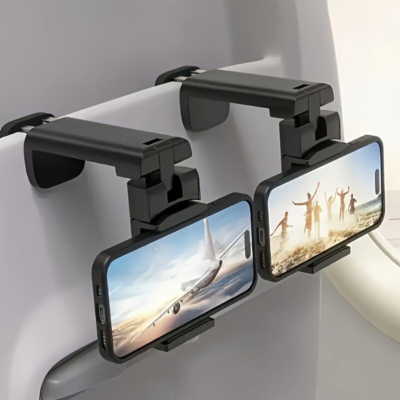 Держатель для телефона в самолет, 2 шт, черный, 360° вращения, прочный ABS, для автомобиля и стола, аксессуар для путешествий