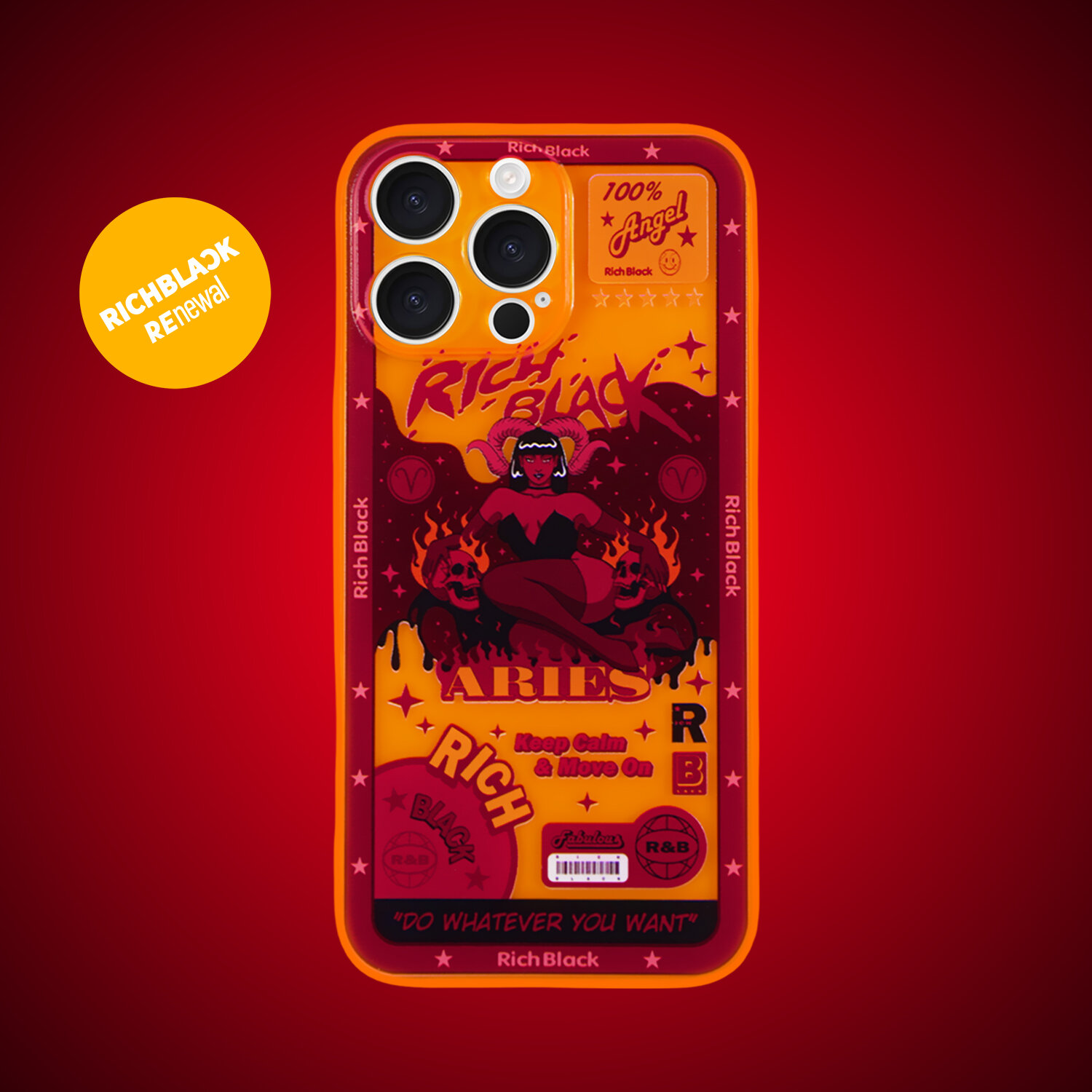 Премиум чехол RichBlack Zodiac Aries Re86 оранжевый силиконовый для iPhone 13 Pro