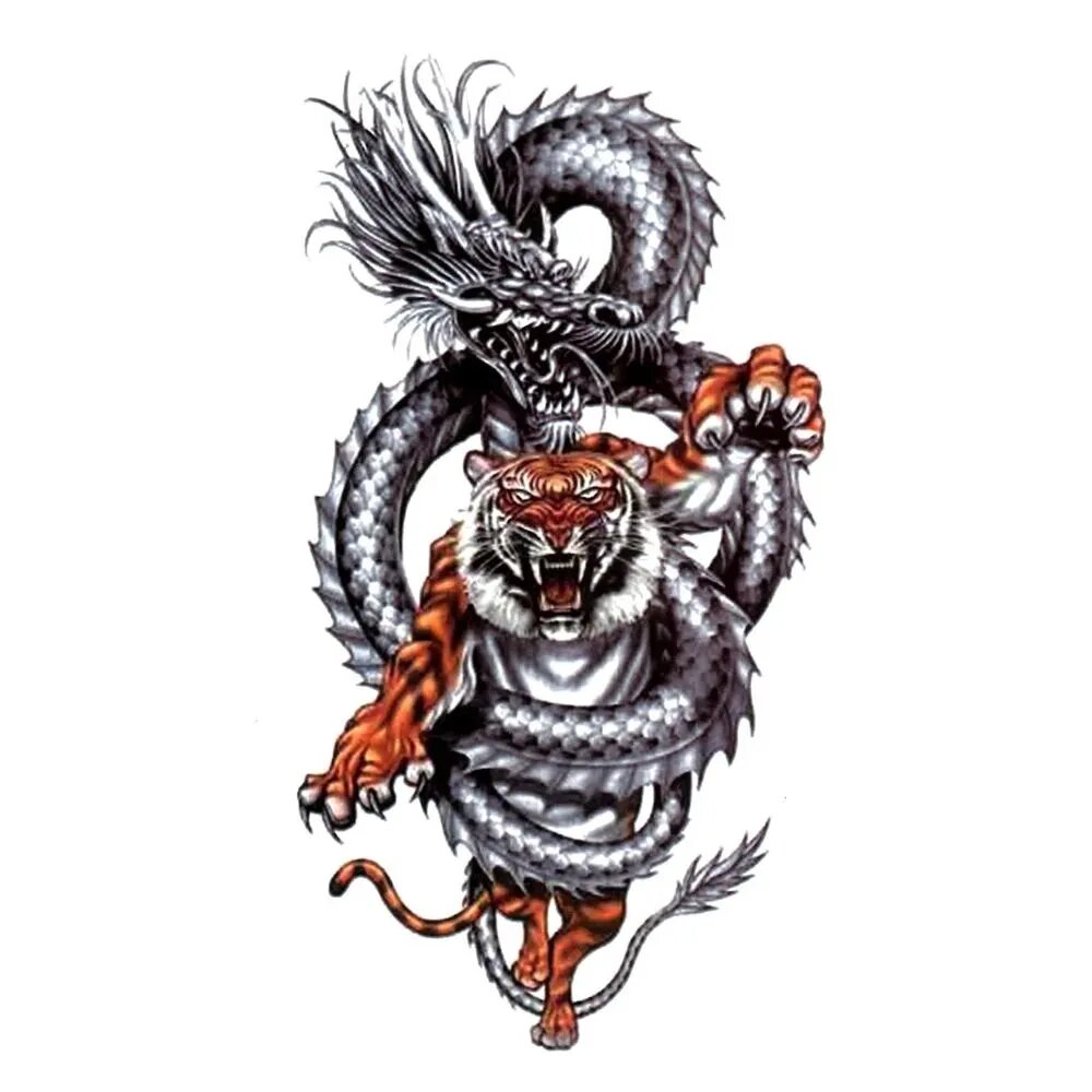 Tattoo'шки Временная тату "Тигр и Дракон" 21*10см