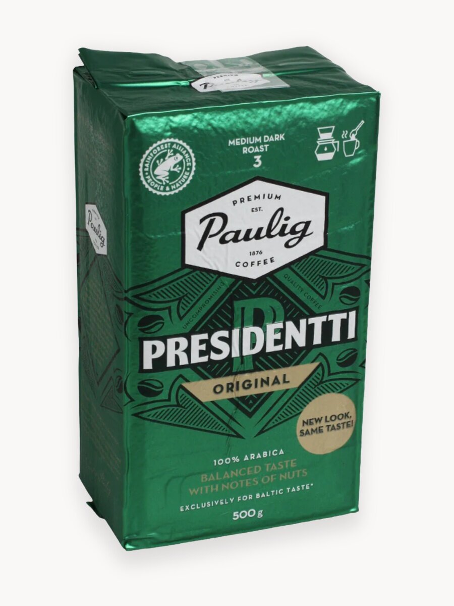 Кофе молотый Paulig "Presidentti Original", средняя обжарка, 100% Арабика, 500г