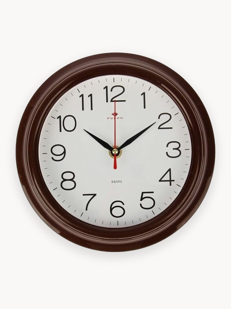 Часы настенные, интерьерные "Рубин", d=21 см, коричневый корпус