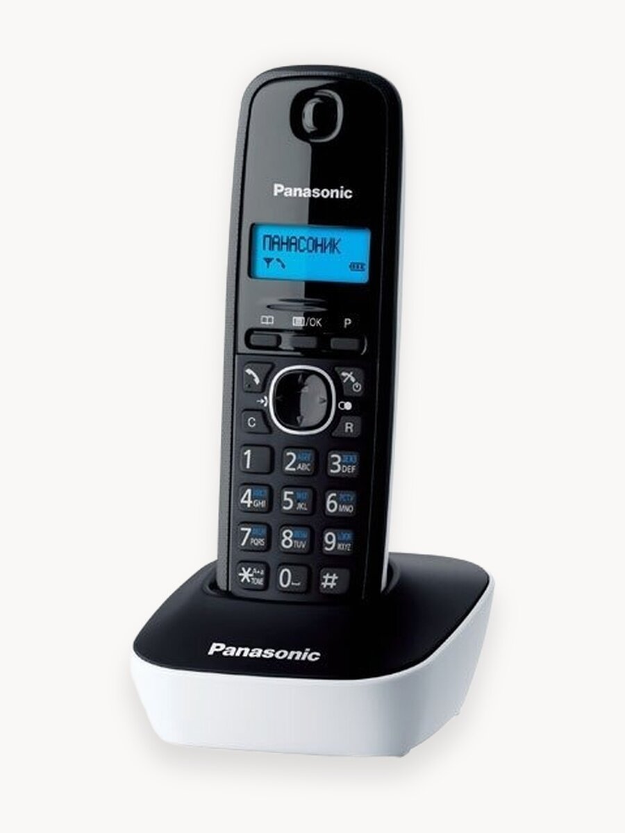 Радиотелефон домашний DECT Panasonic KX-TG1611RUW, черно-белый
