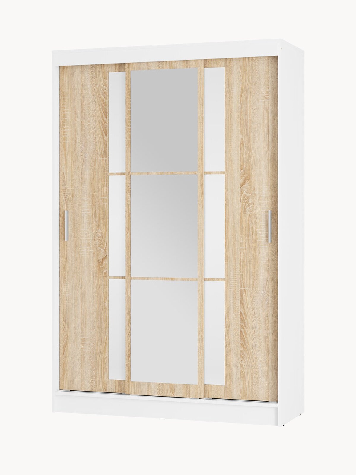 Шкаф-купе для одежды с зеркалом БТС Мебель Денвер ШКК-03 цвет белый, дуб сонома