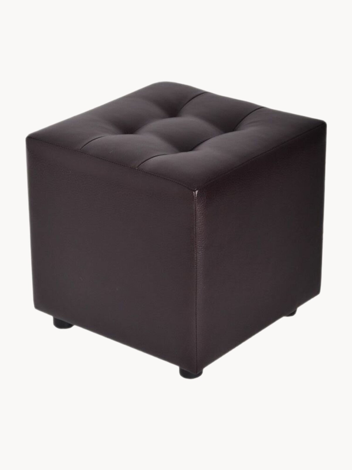 Пуф куб квадратный в прихожую из экокожи / Пуфик для туалетного столика каретная стяжка Коричневый 37*37*38 см