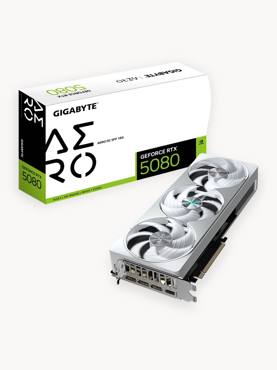 Видеокарта Gigabyte GeForce RTX 5080 16 ГБ (RTX5080 AERO OC SFF 16GB), RTL