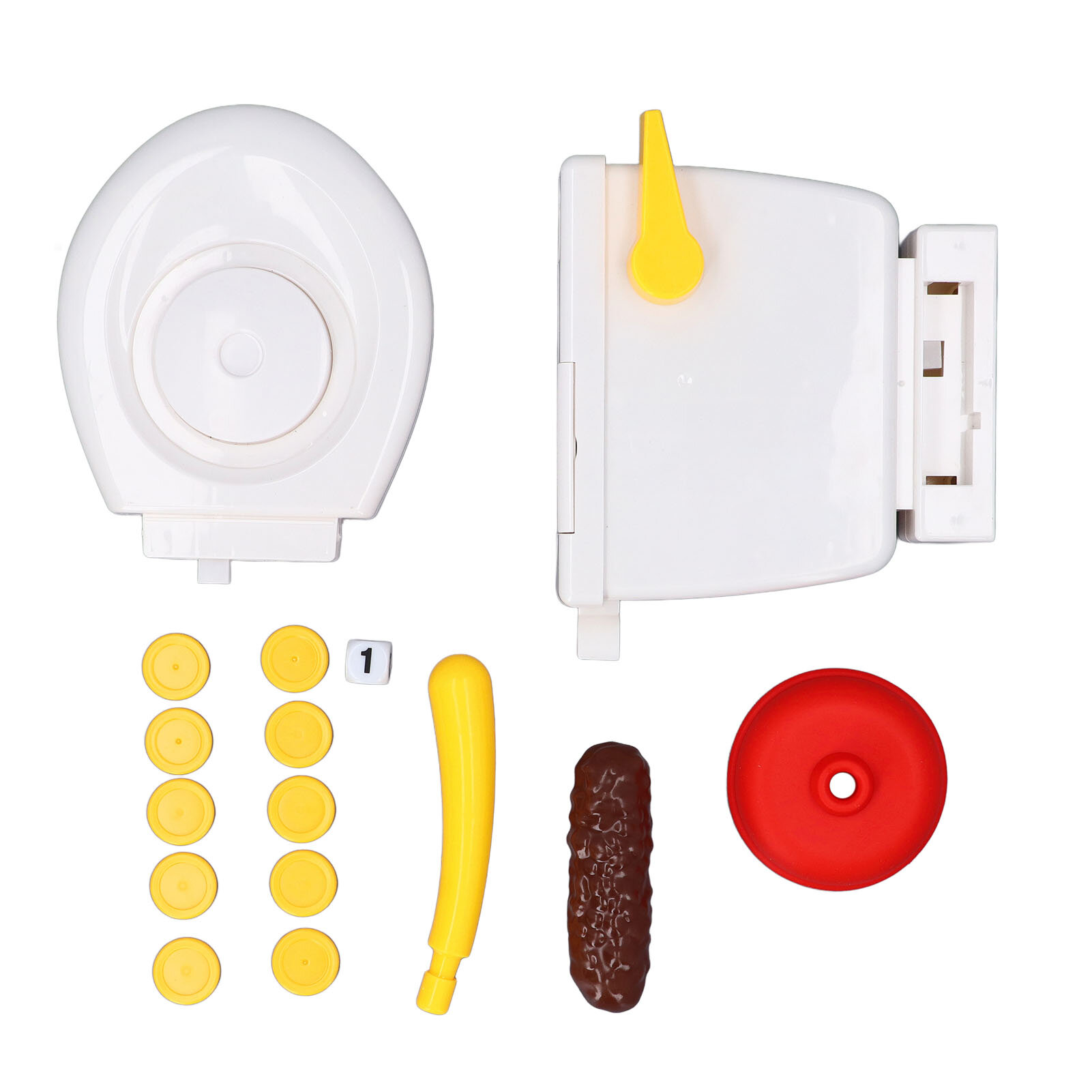 Семейная игра «Туалетные какашки» с вантузом, кубиками и жетонами, ловящими летающие какашки, интерактивная игра-розыгрыш, забавная игра с какашками.