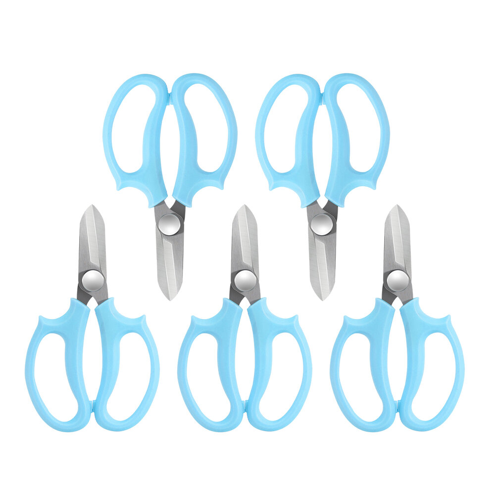 5 Piece Garden Flower Scissors, Sharp Stainless Steel Floral Shears, Trimming Plant Scissors All Purpose Shears Gardening Tools, Pruning Shears for Gardening with Comfortable Handle, Pink/Blue, 5cm/2in Length, 16.5cm/6.5in Total Length, Stainless