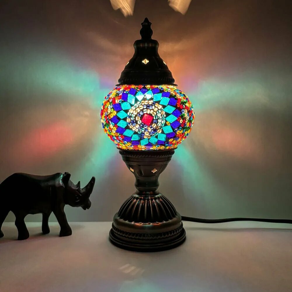 Эксклюзивная турецкая лампа с мозаикой и витражным стеклом