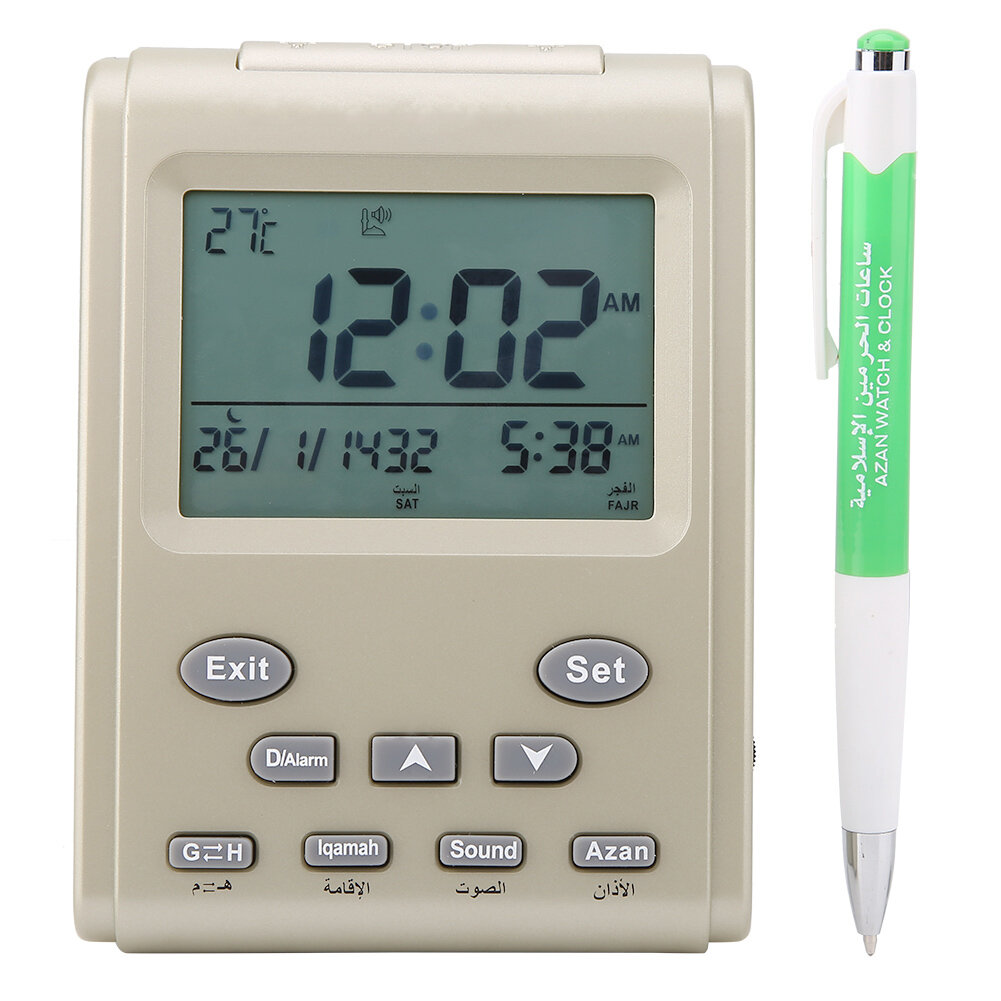 Цифровые исламские молитвенные часы с будильником и ЖК-дисплеем. Сигнализация азана. Напоминание о времени молитвы для точного планирования намаза.