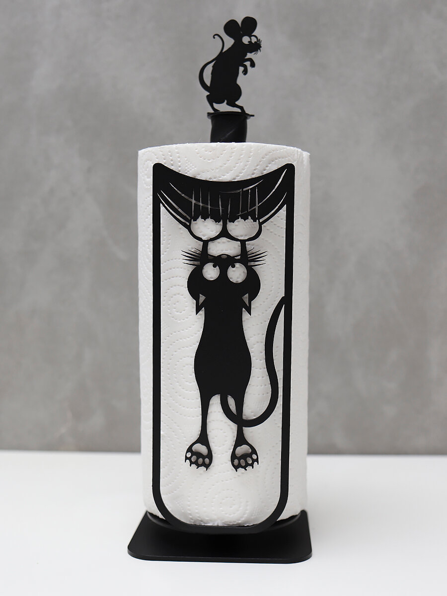 Держатель кухонный для рулонного и бумажного полотенца, настольный, цвет черный, A. R. COMPANY16, сталь