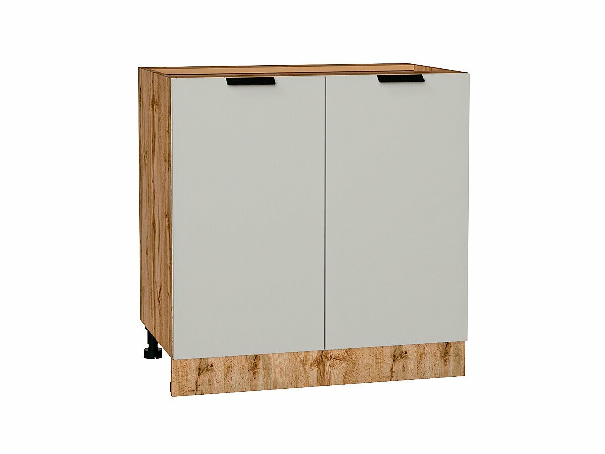 Шкаф нижний с 2-мя дверцами Евро, цвет фасада Агат, цвет каркаса Дуб Вотан, 816*800*478 мм