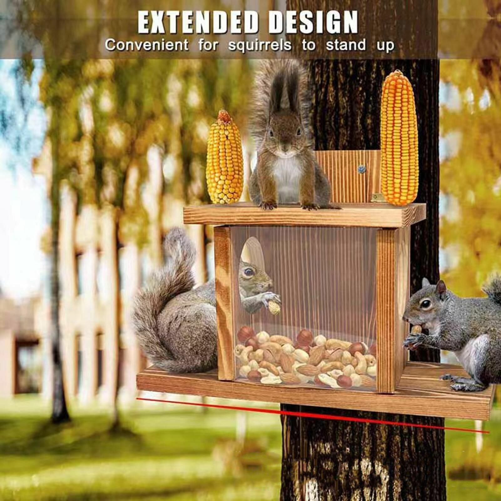 Деревянная кормушка для белок с долговечным покрытием и удобной загрузкой для сада и парка