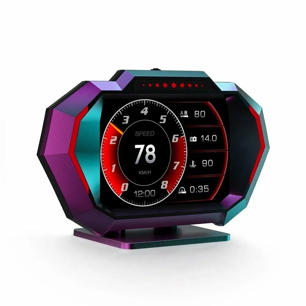 OBD2 + GPS ЖК-дисплей Автомобиля P24 HUD Head Up Дисплей Спидометр об/мин/Сигнализация/Измеритель Наклона температуры